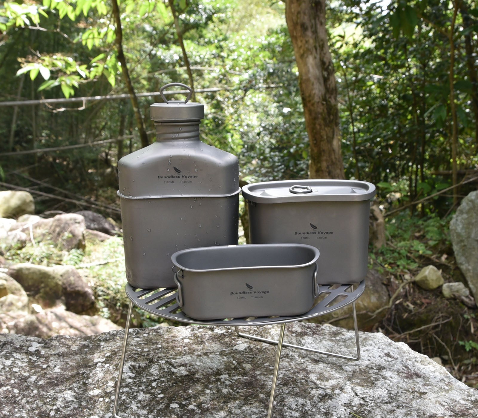 Boundless Voyage Titanium Military Canteen Cups Set Outdoor Camping Wa ...